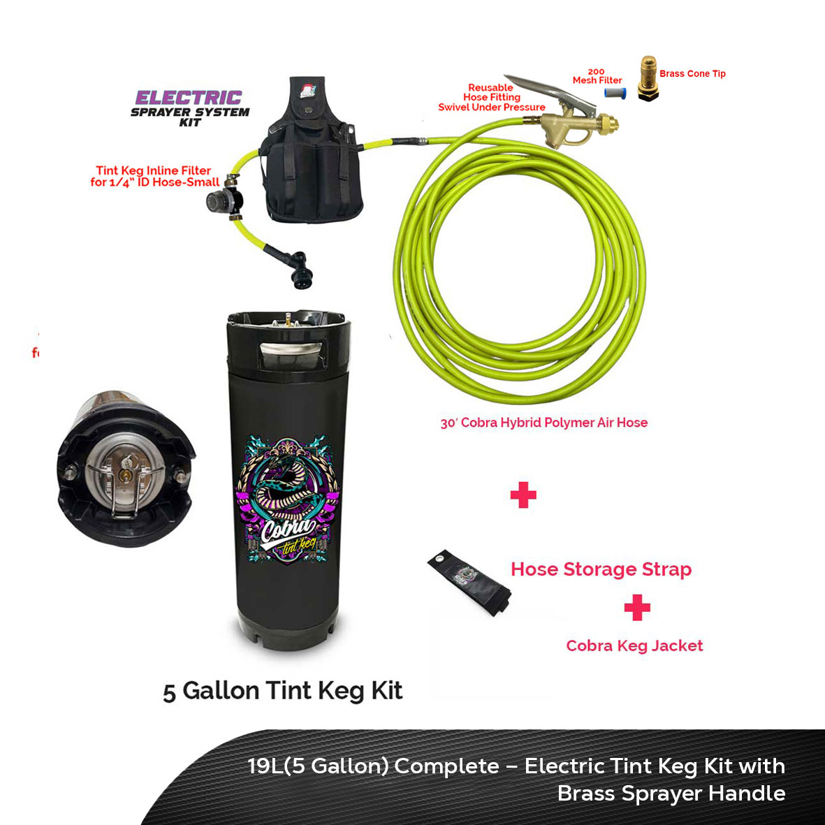 19L(5 Gallon) Complete - Electric Tint Keg Kit - Cobra Wrap Tools