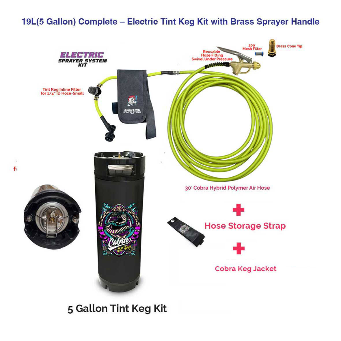 19L(5 Gallon) Complete – Electric Tint Keg Kit with Brass Sprayer ...